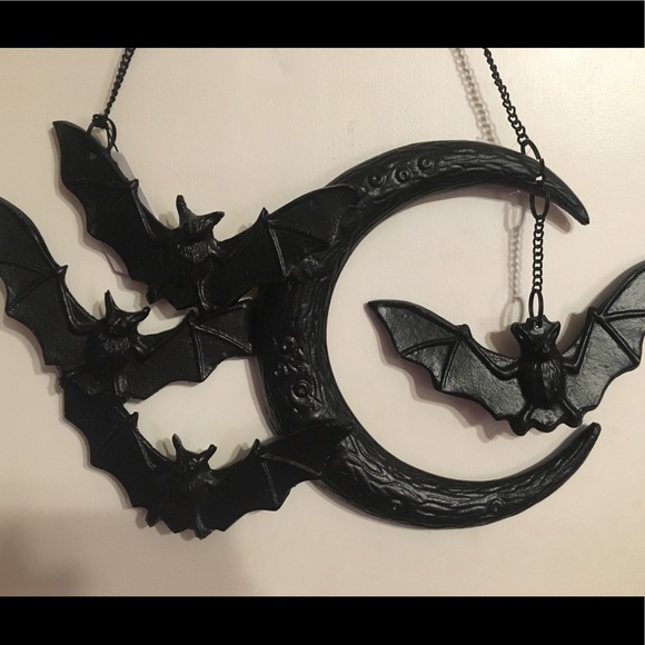 haunted manor | Holiday | Halloween Huge Black Metal Vampire Bats Moon ...
